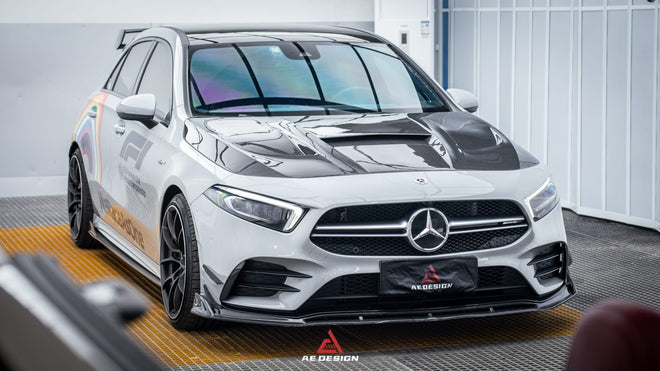 AE DESIGN - MERCEDES BENZ A CLASS W177 A35 CARBON FIBRE FRONT LIP SPLI ...